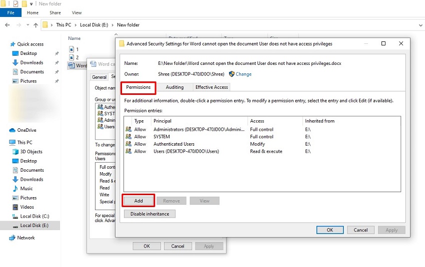 Fixed Word Cannot Open The Document User Does Not Have Access Privileges