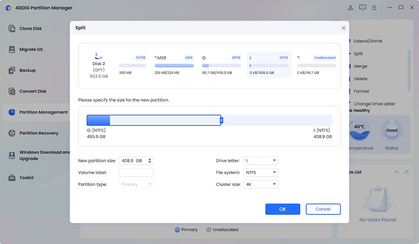 How to Migrate OS to SSD/HDD and Manage Disk Partitions with 4DDiG Partition Manager
